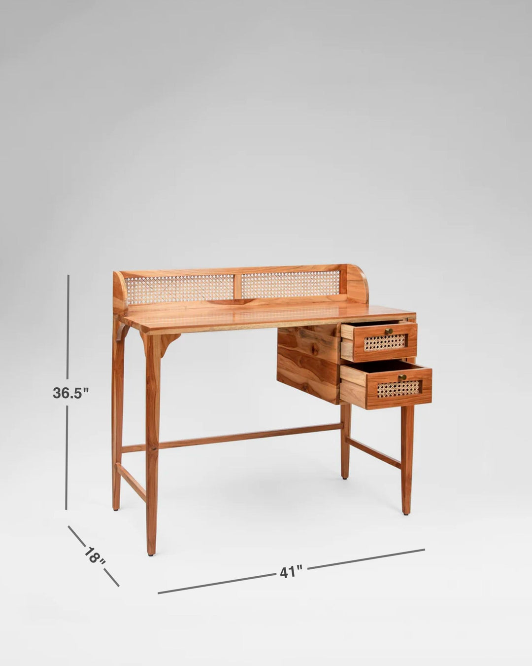 Kokoro Japandi Teak and Cane Study Table – Bareeki