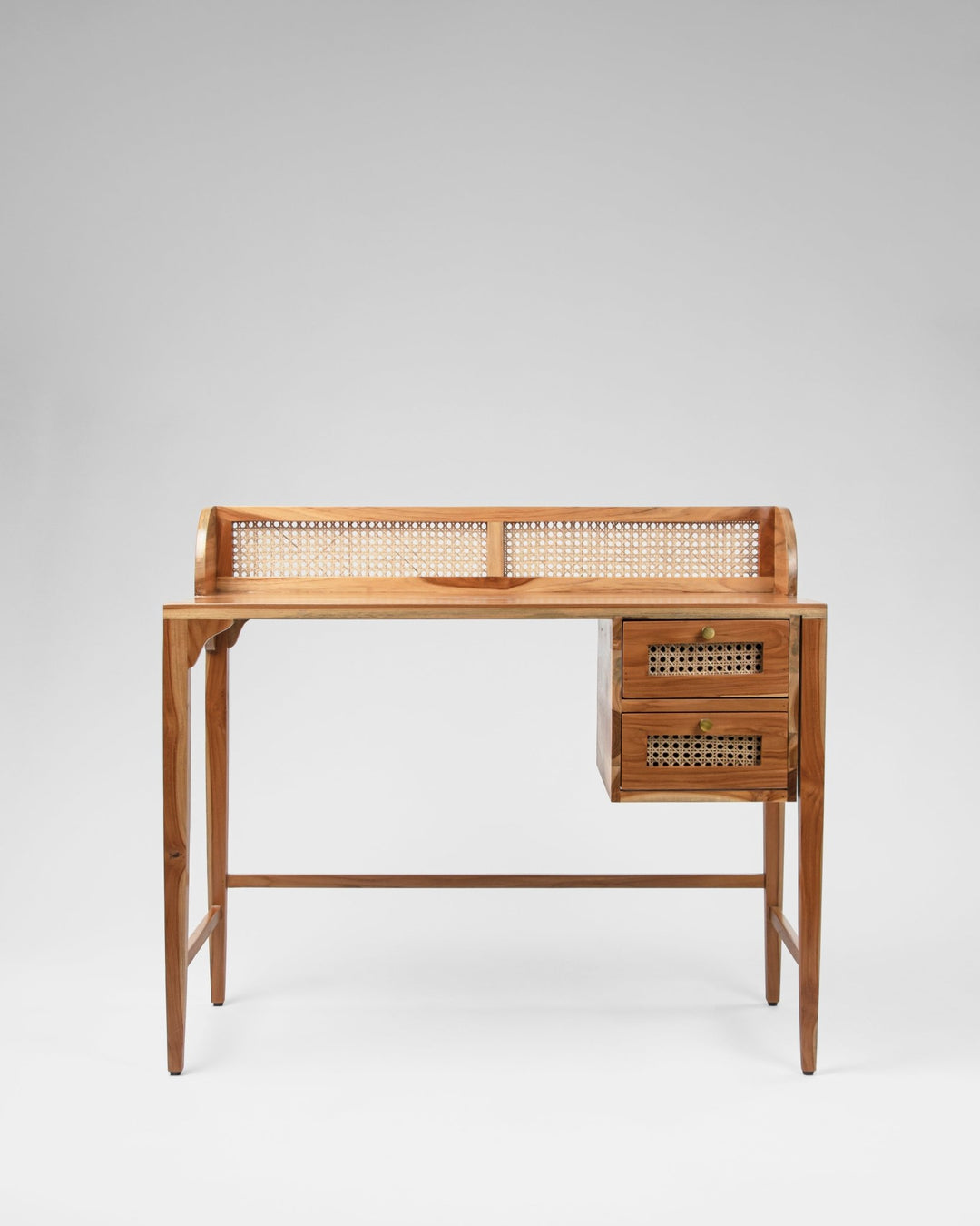 Kokoro Japandi Teak and Cane Study Table – Bareeki
