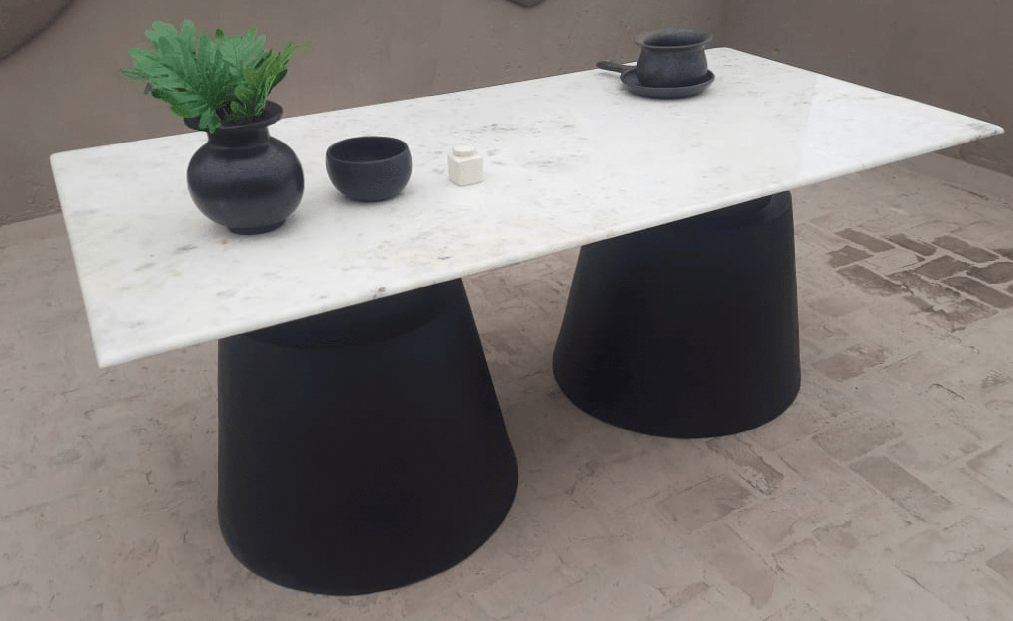 Monochrome Marvel Outdoor Stone Table – Bareeki