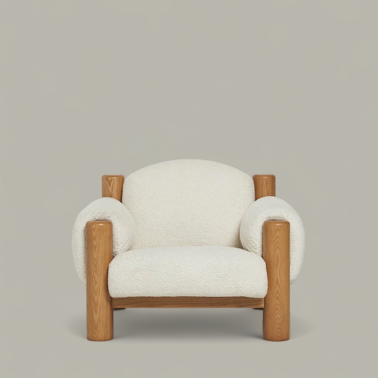 Sumptuous Round Haven Teak and Bouclé Arm Chair – Bareeki