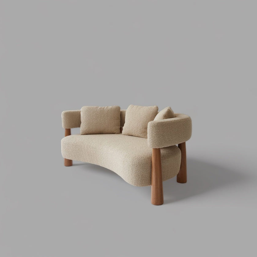 Teak Contour Cozy Bouclé Sofa – Bareeki